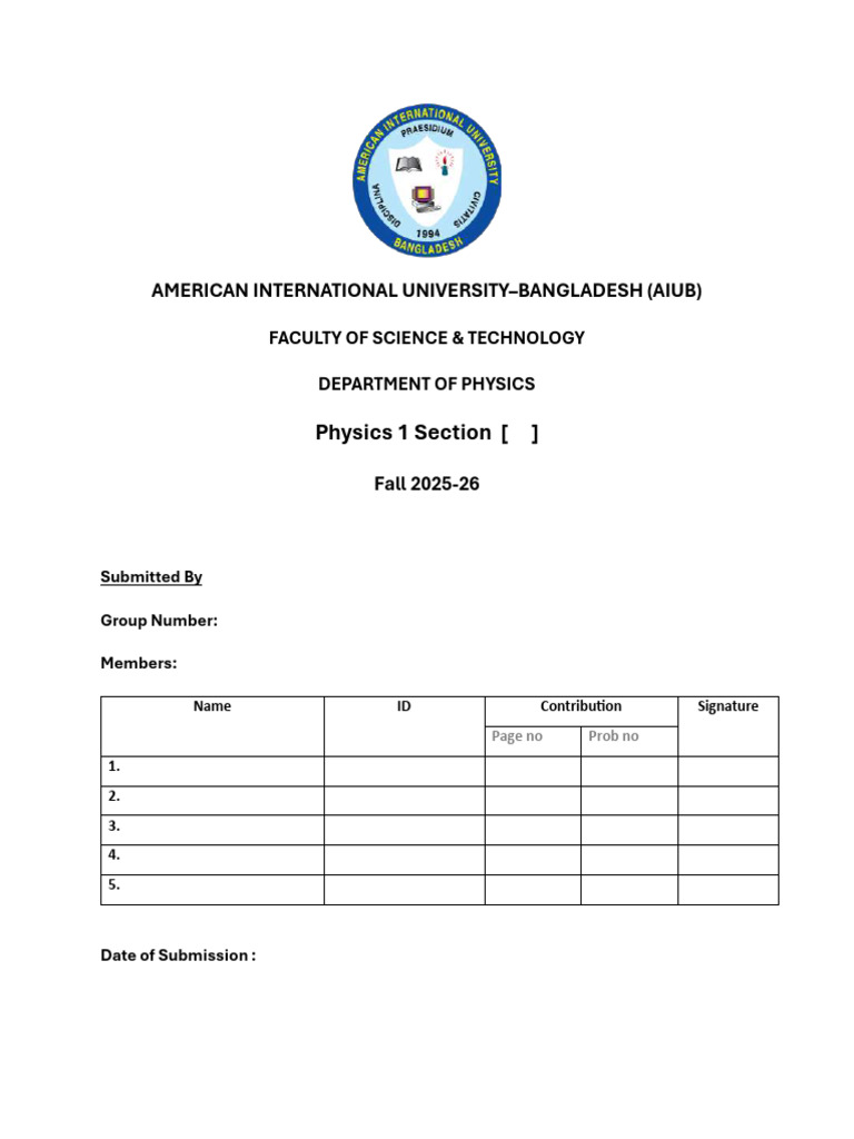 Physics 1 Mid Assigned Problem Sheet | PDF