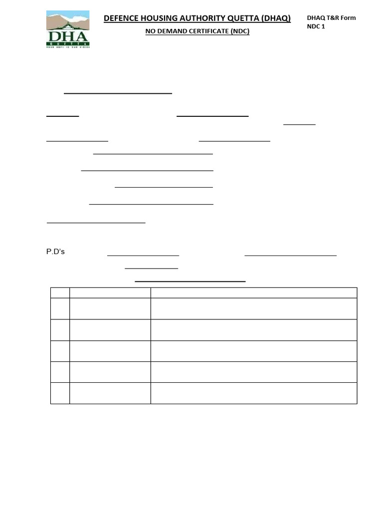Dha Quetta NDC Form Ctrends | PDF