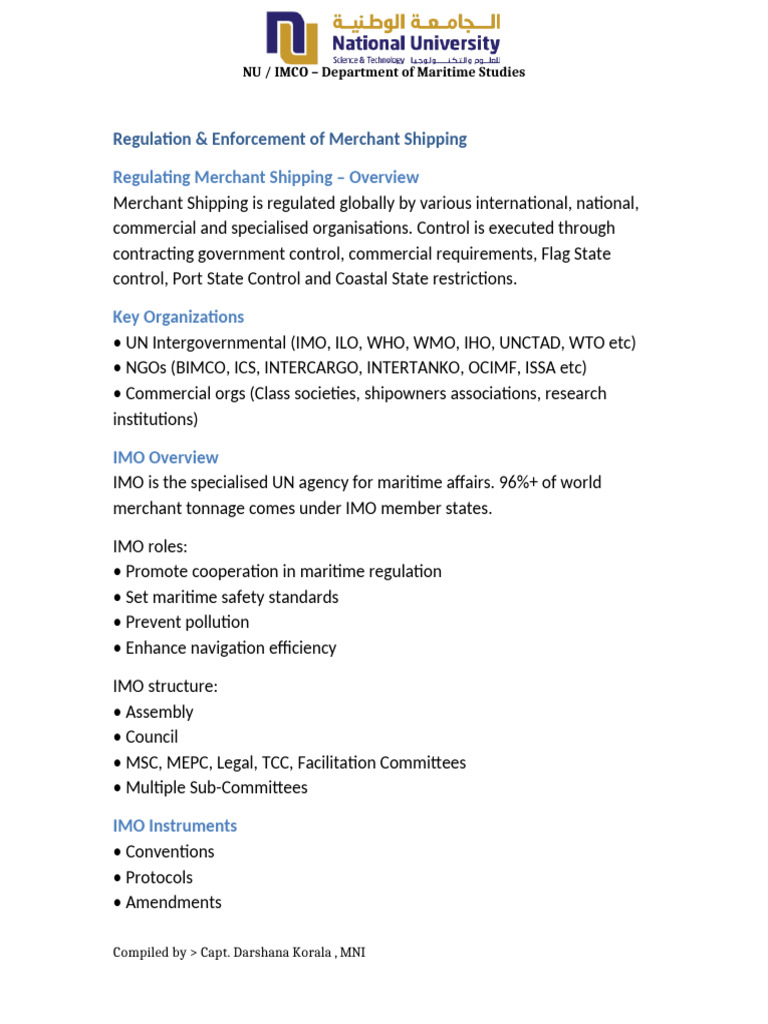 Combined IMO Regulation Notes | PDF | Shipping | Water Transport