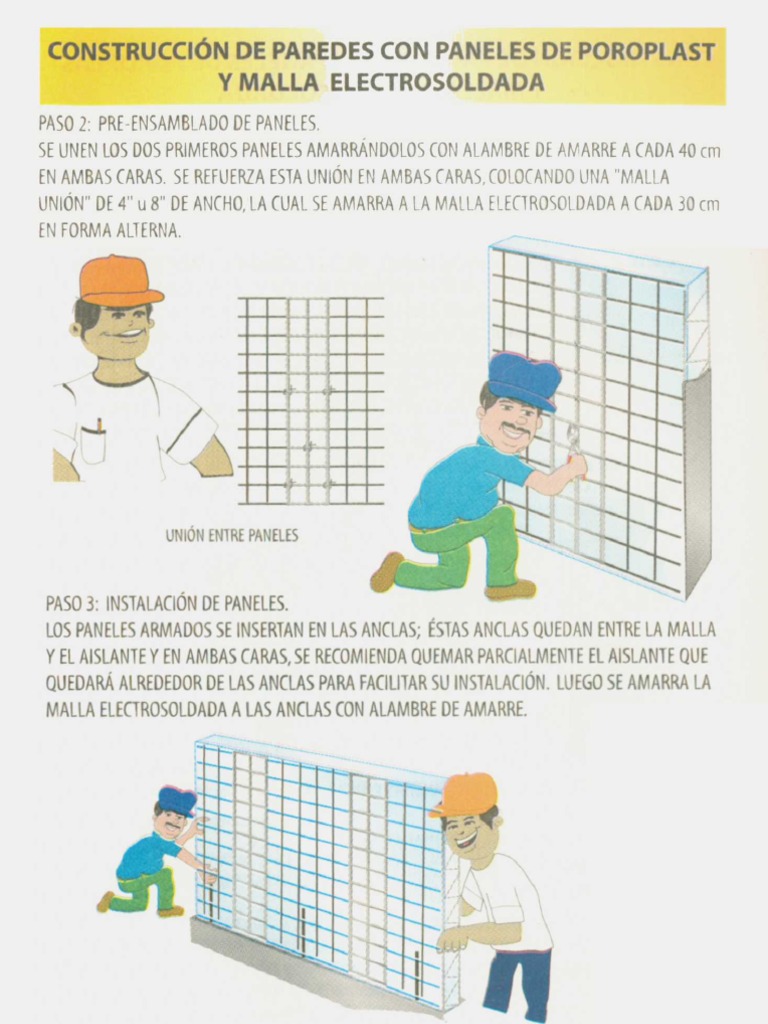 Paredes de Paneles Poroplast y Malla Electrosoldada | PDF