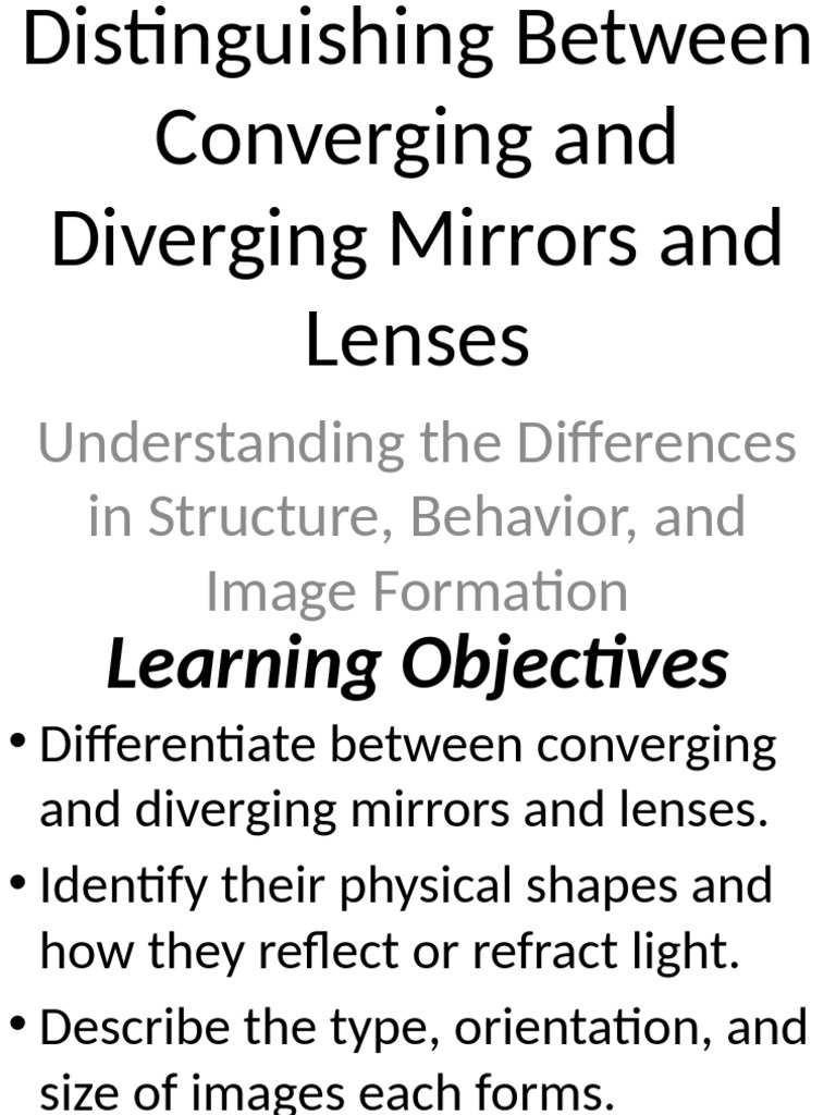 Converging vs Diverging Mirrors and Lenses | PDF | Mirror | Lenses