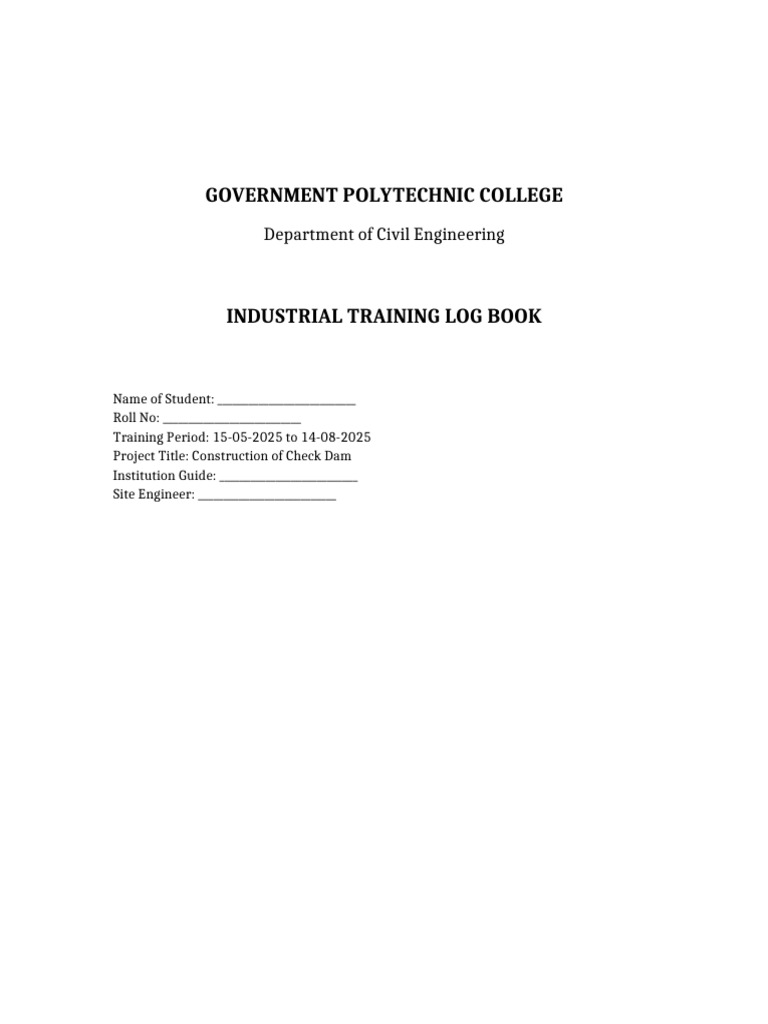 Civil Engineering Training Logbook | PDF | Concrete | Real Estate
