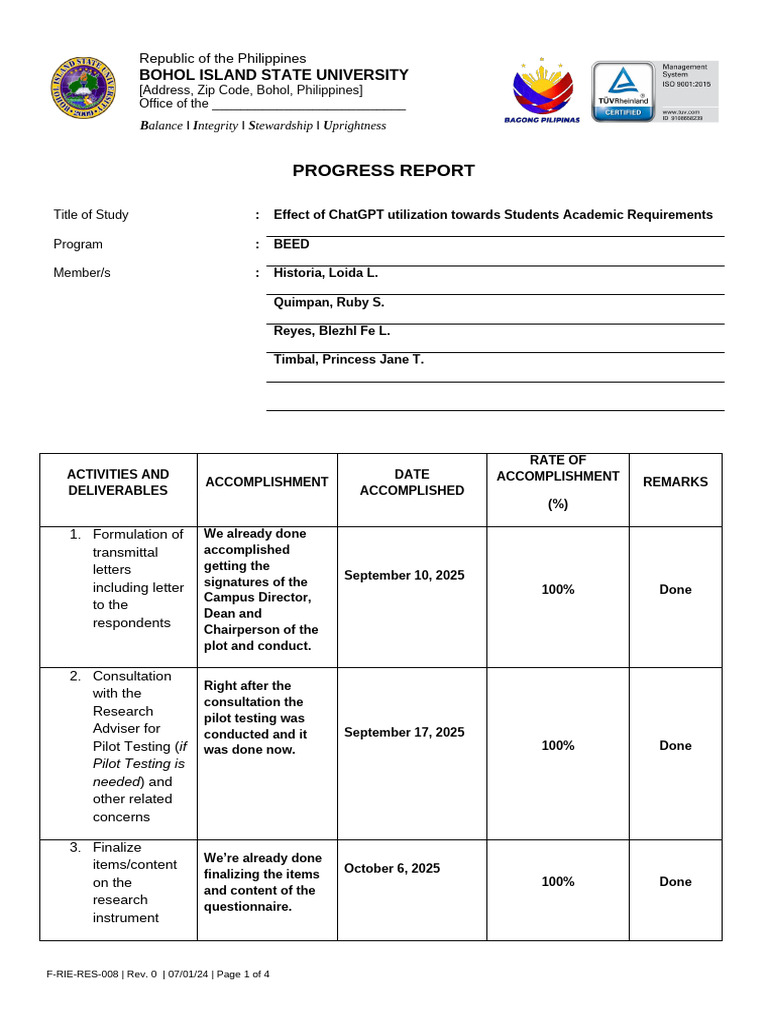 Thesis Progress Report Group 7 | PDF