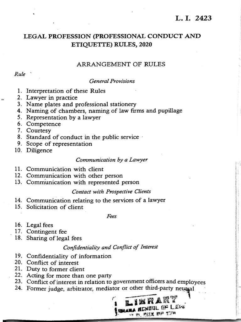 Legal Profession Conduct Rules 2020 | PDF | Lawyer | Conflict Of Interest