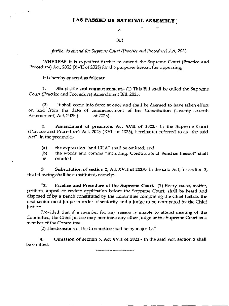 Supreme Court Amendment Bill 2025 | PDF | Supreme Court Of The United ...