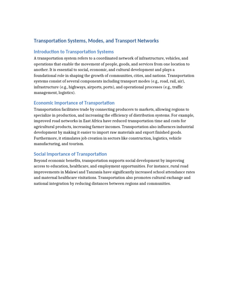 Transportation Detailed Notes | PDF