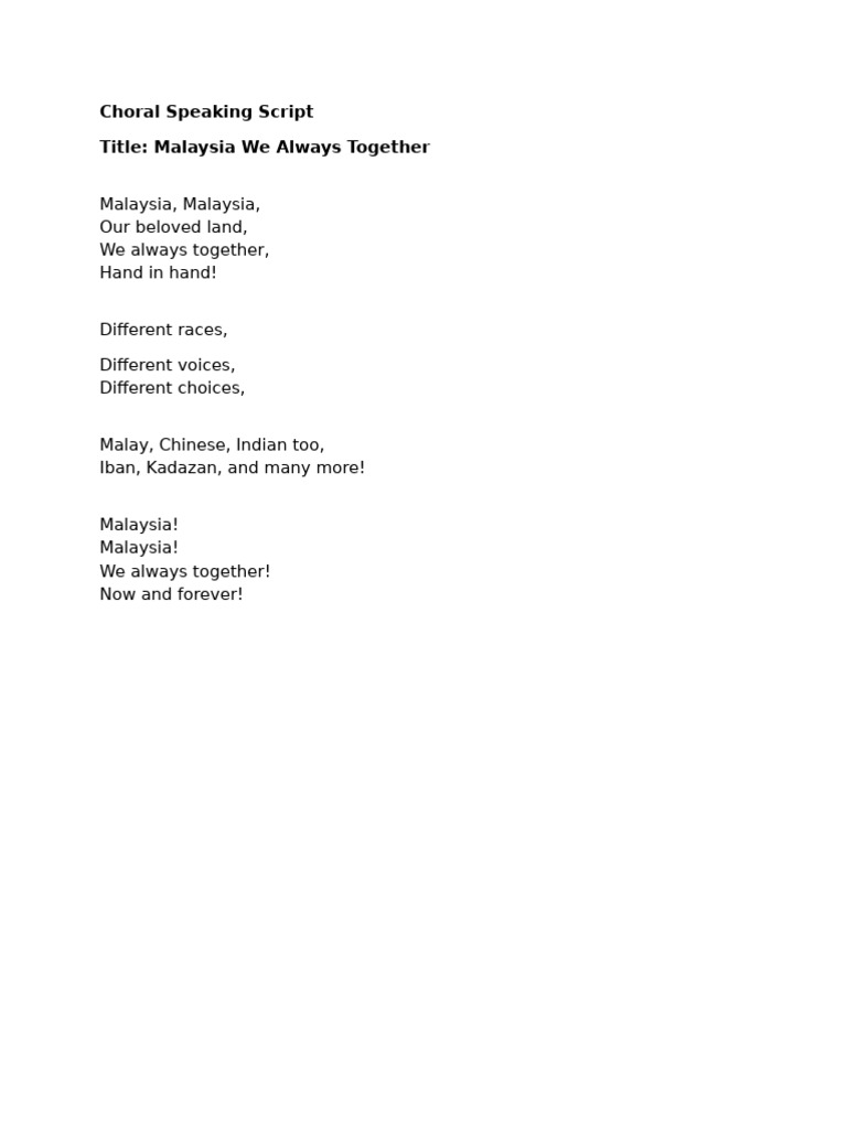 Choral Speaking Script | PDF