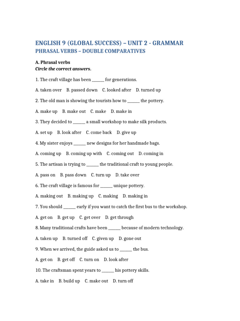 Phrasal Verbs and Double Comparatives | PDF | Crafts