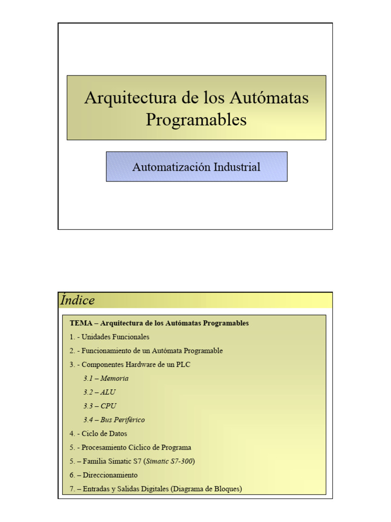 Arquitectura de Autómatas Programables PLC | PDF | Almacenamiento de ...