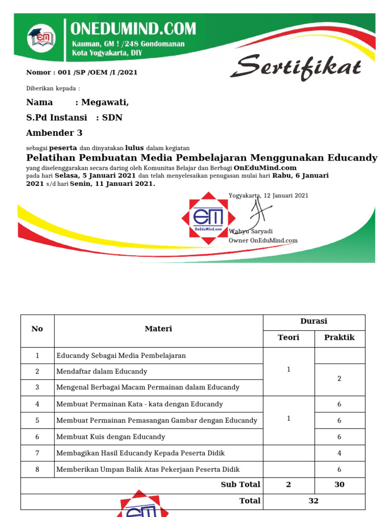 Pelatihan Media Pembelajaran Educandy | PDF