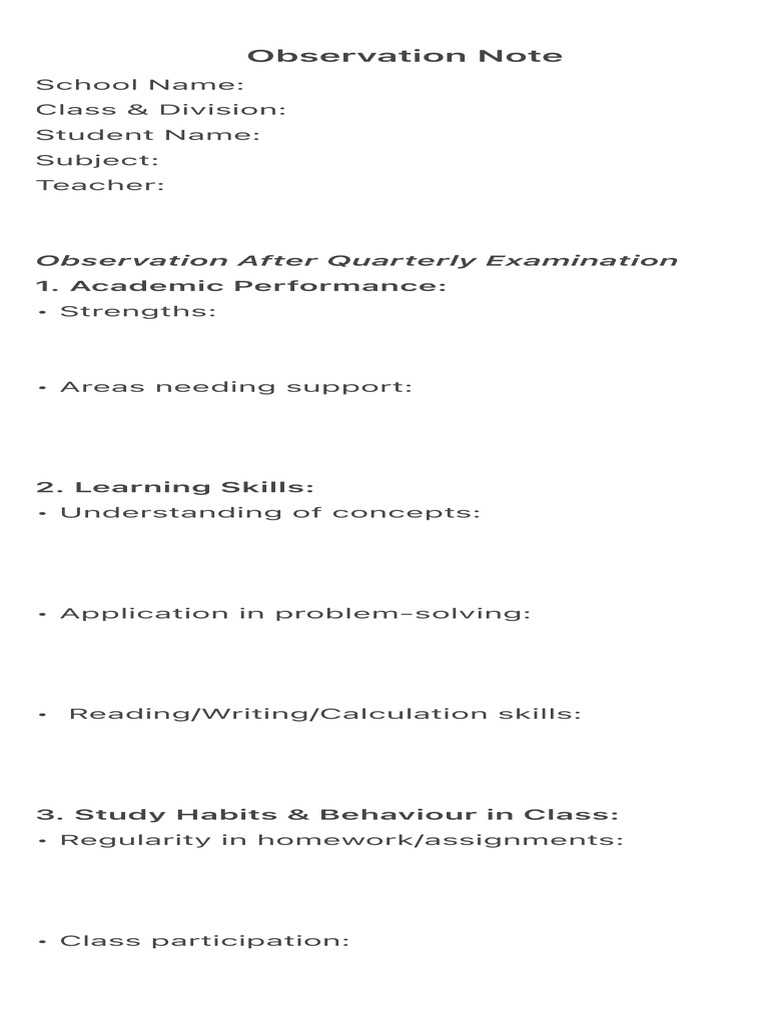 Observation Note | PDF