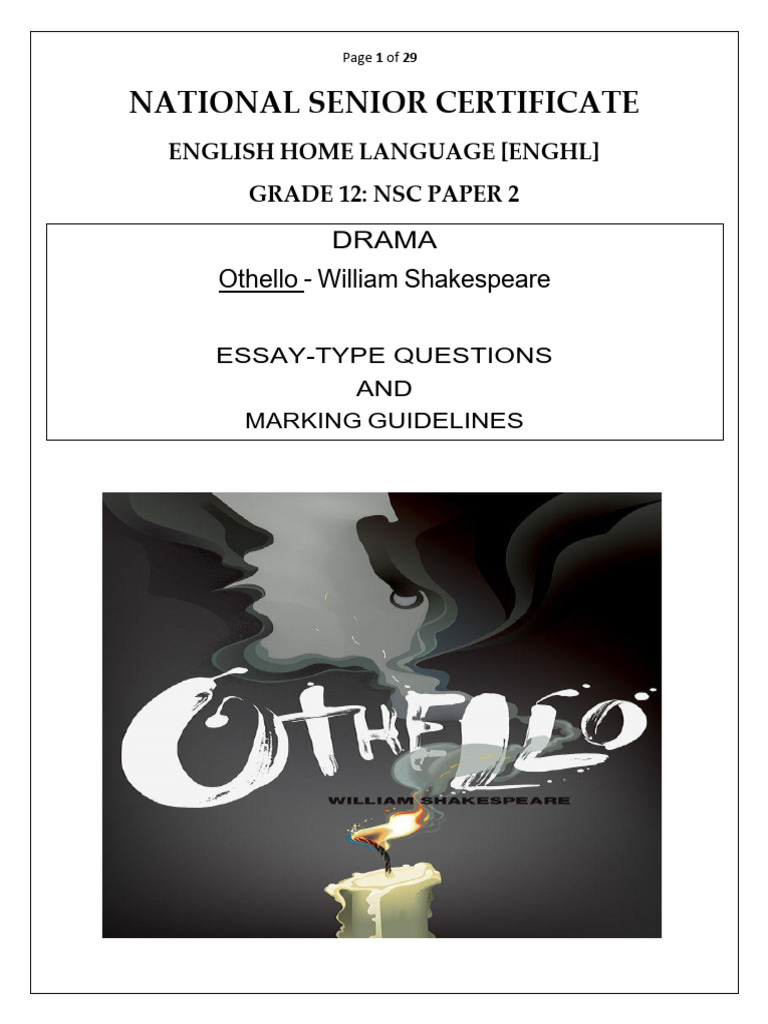 03 November '25 Updated NSC Paper 2 Othello Essay Mo Sema | PDF | Iago ...