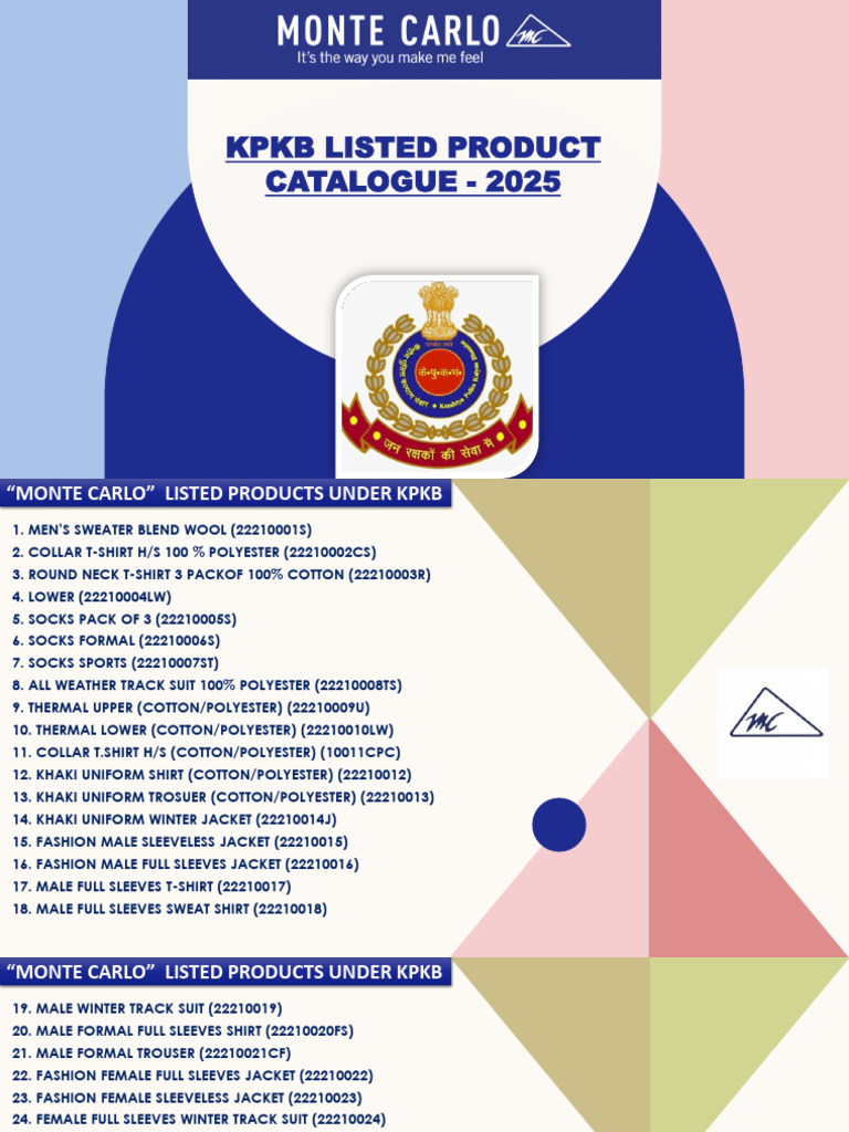 Monte Carlo KPKB Product Catalogue 2025 | PDF | T Shirt | Sweater