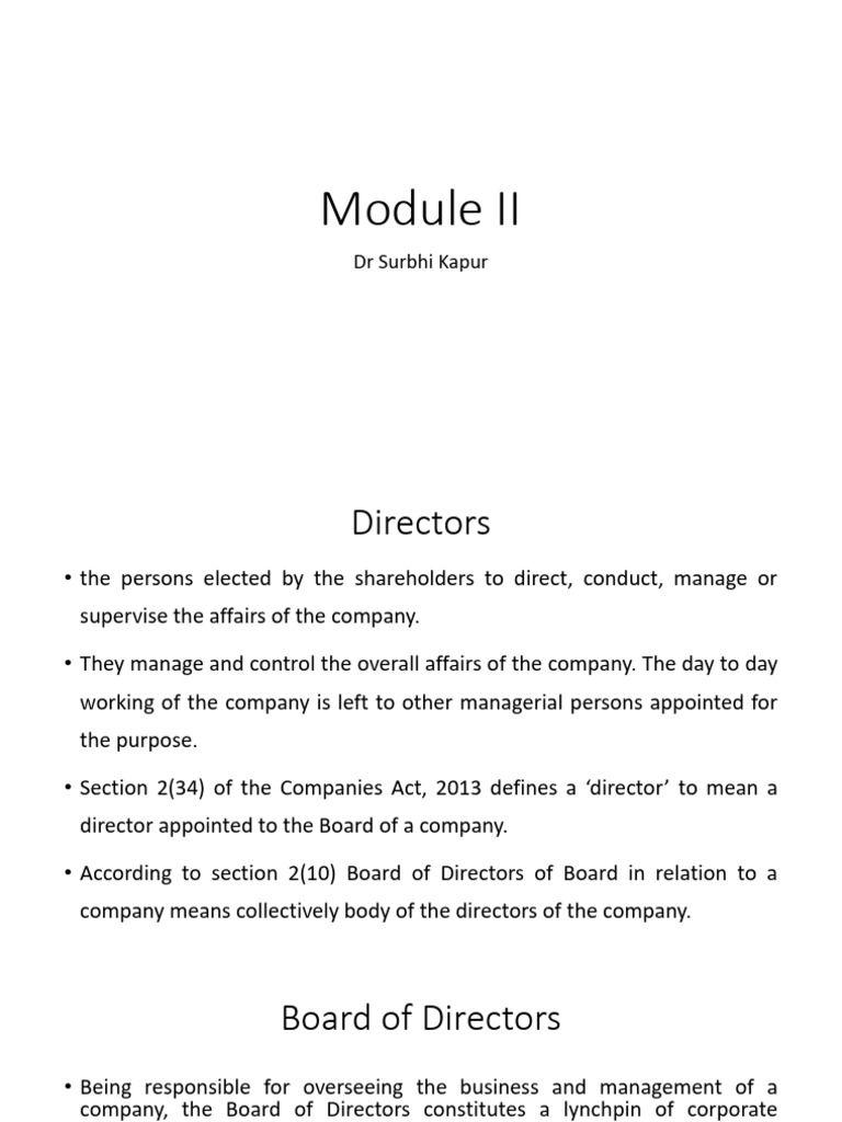 Module II - CL II | PDF | Board Of Directors | Law Of Agency