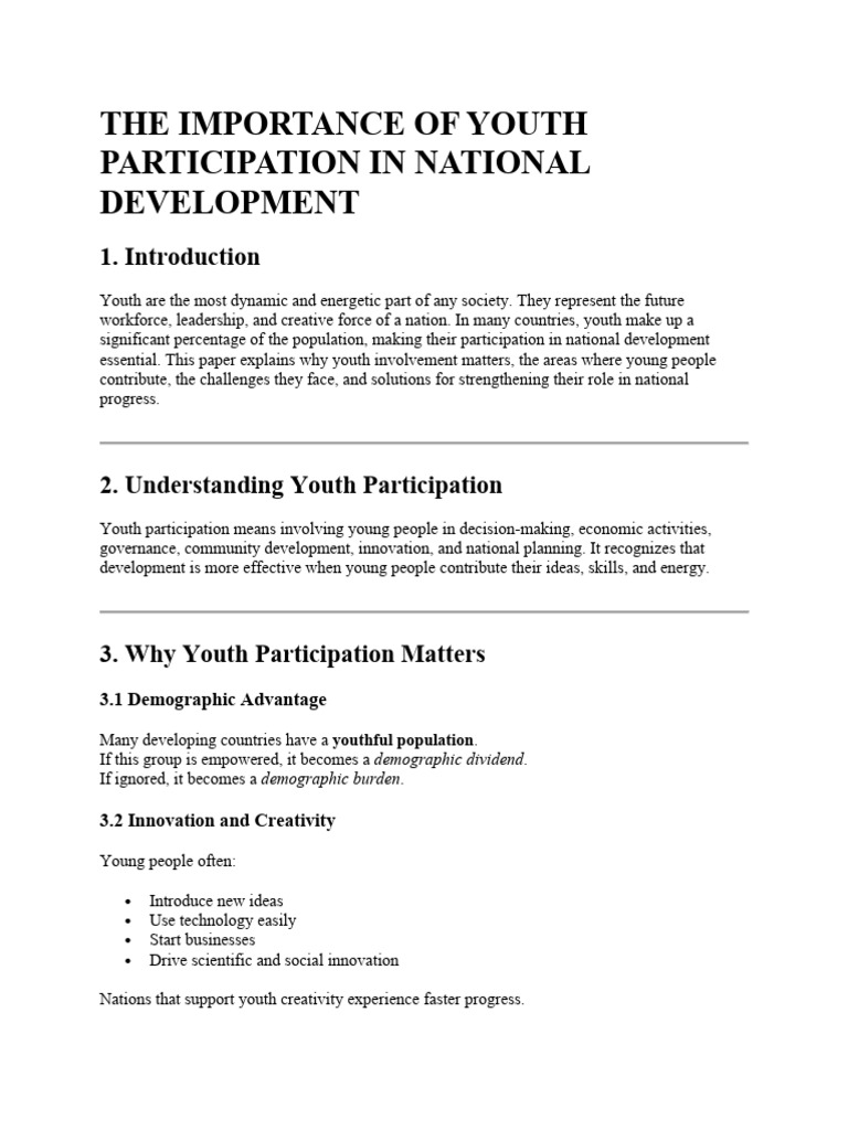 The Importance of Youth Participation in National Development | PDF ...