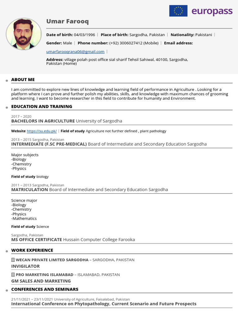 Umar Farooq CV | PDF | Pakistan