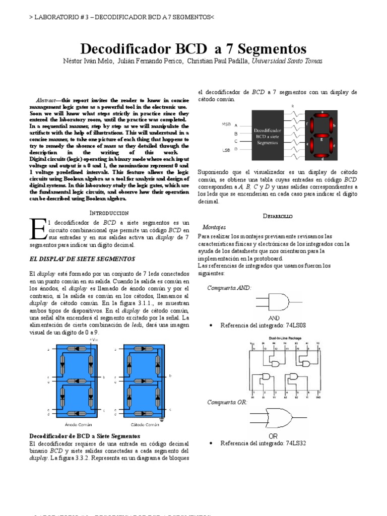Decodificador BCD a 7 Segmentos 2009 | Decimal codificado en binario | Electrónica