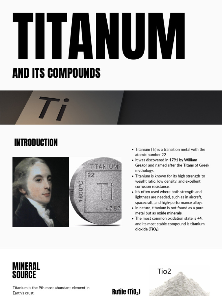 Titanium and It's Compounds, Intro Duction | PDF | Titanium | Titanium ...