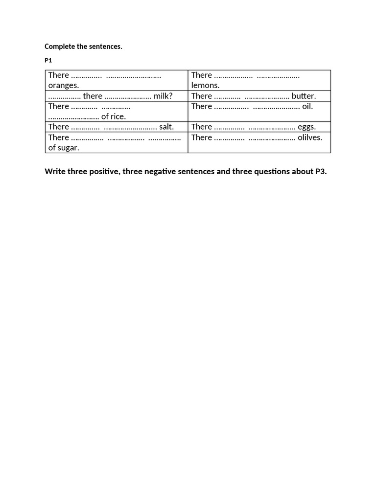 Countable Food Sentences | PDF