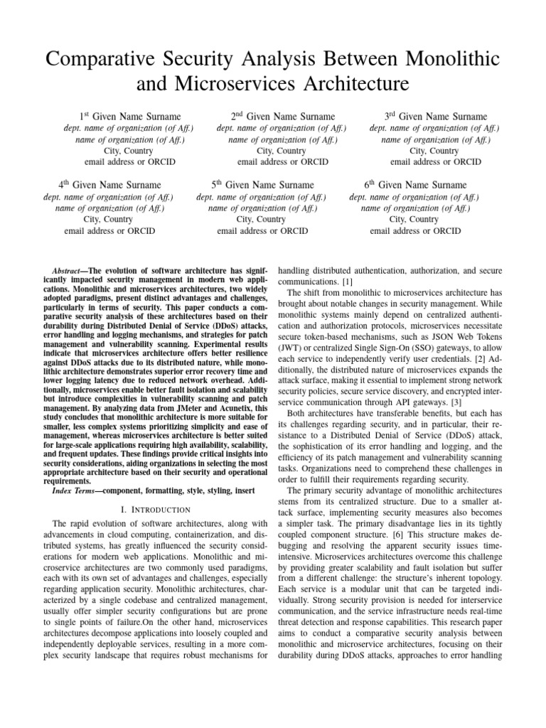Comparative Security Analysis Between Monolithic and Microservices Architecture | PDF | Computer ...