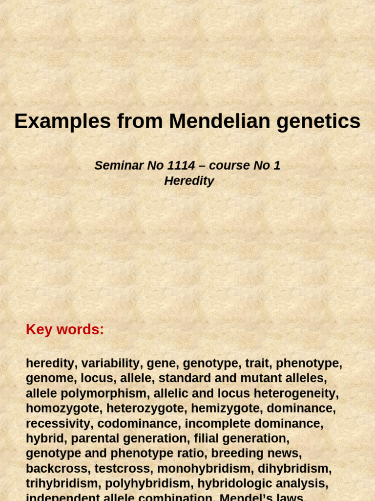 1114-H Examples From Mendelian Genetics | PDF | Zygosity | Dominance ...
