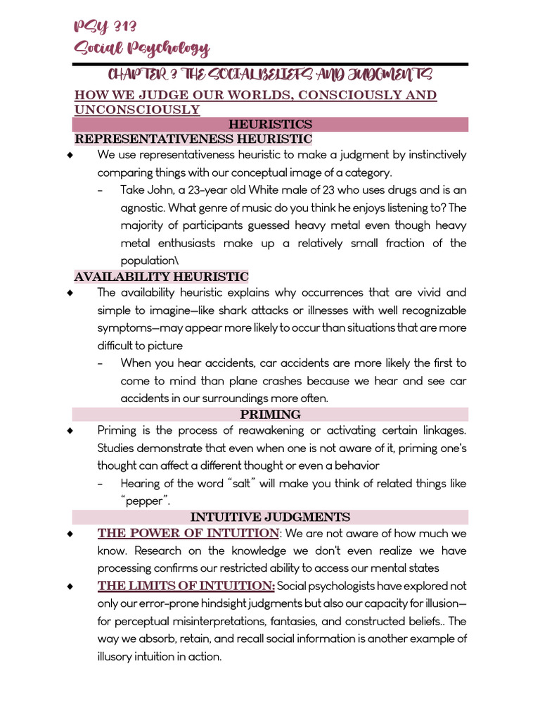 Social Beliefs and Judgments in Psychology | PDF | Schema (Psychology ...