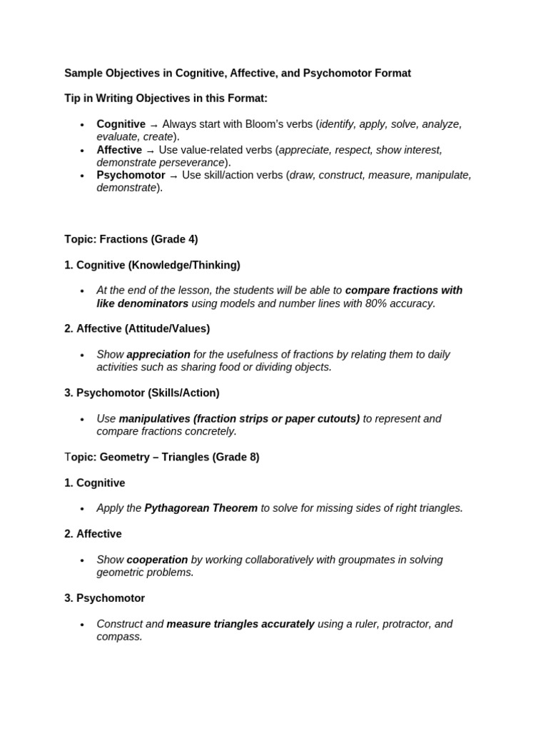 How To Write Learning Objectives | PDF