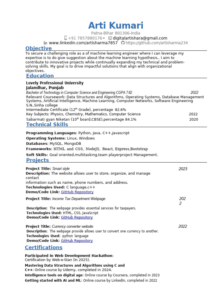 Arti Resume | PDF | Machine Learning | Educational Technology