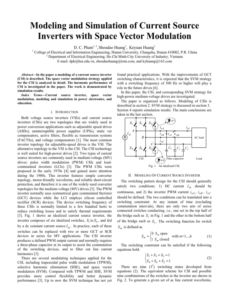 0-Modeling and Simulation of Current Source Inverters With Space Vector ...