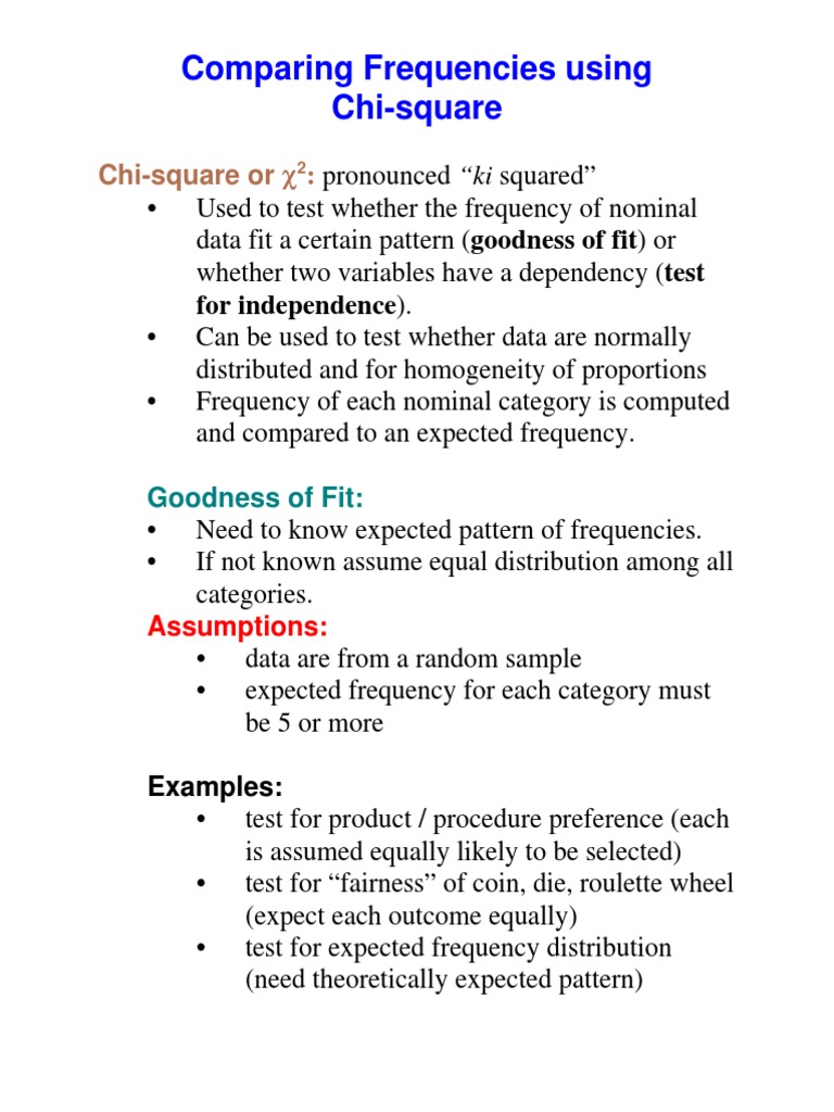 Comparing Frequencies Using Chi-Square | PDF | Goodness Of Fit | Chi ...