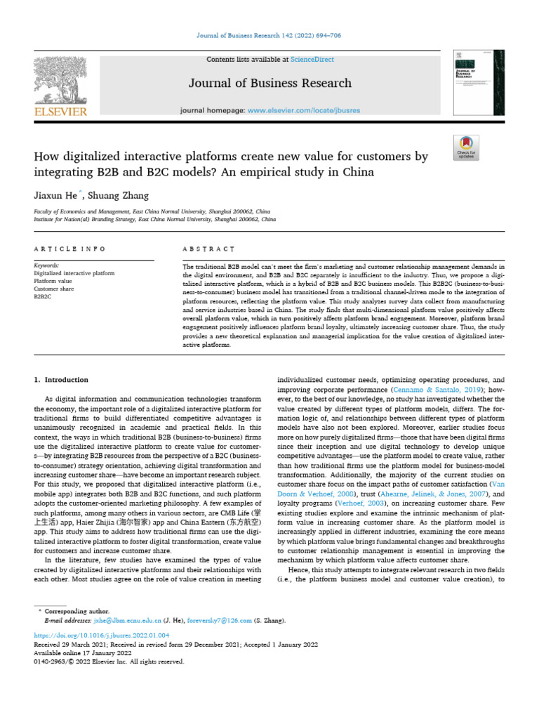 Digital Platforms: B2B2C Value Creation | PDF | Brand | Retail