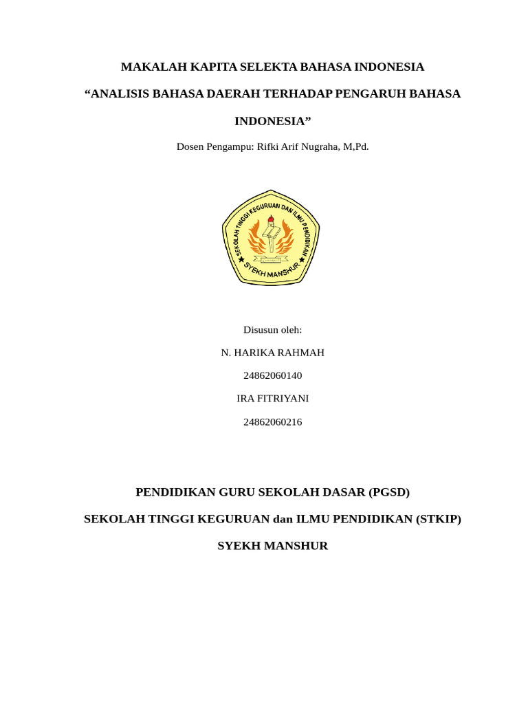 Pengaruh Bahasa Indonesia pada Bahasa Sunda | PDF