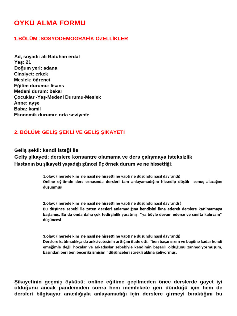 1.BDT Öykü Ve Formulasyon Formu | PDF