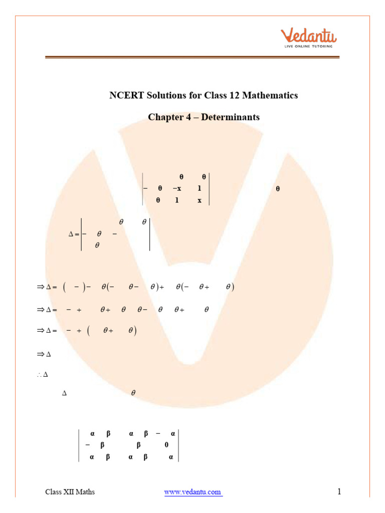 NCERT Class 12 Maths: Determinants Solutions | PDF | Mathematical ...