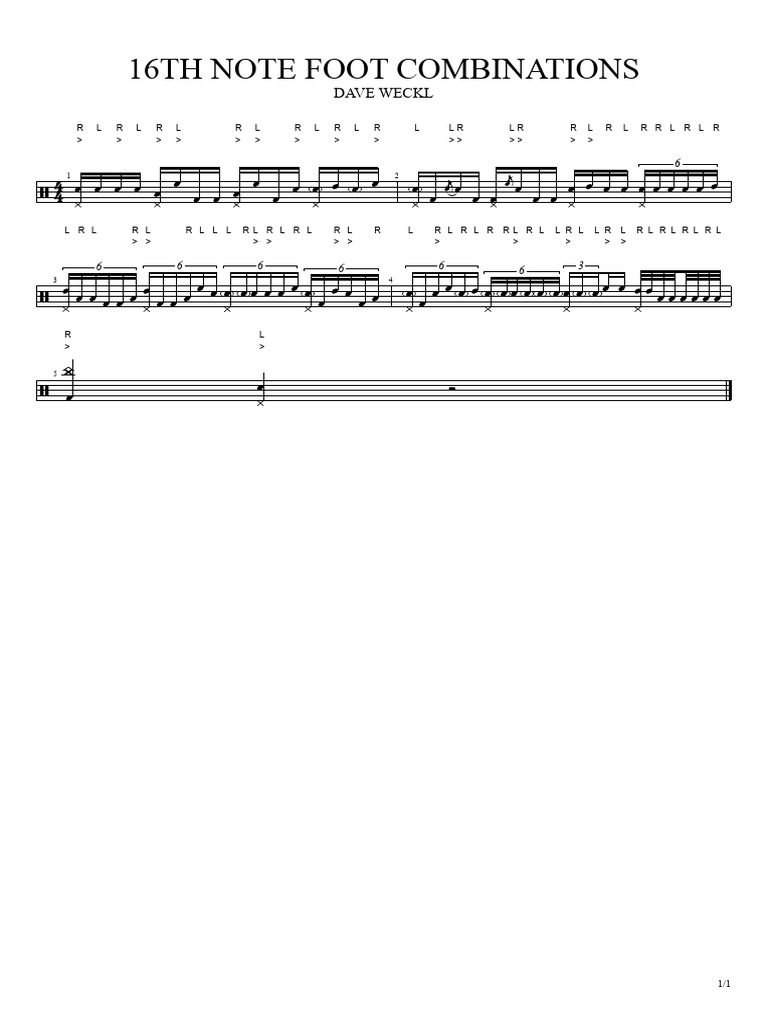 16th Note Foot Combinations | PDF