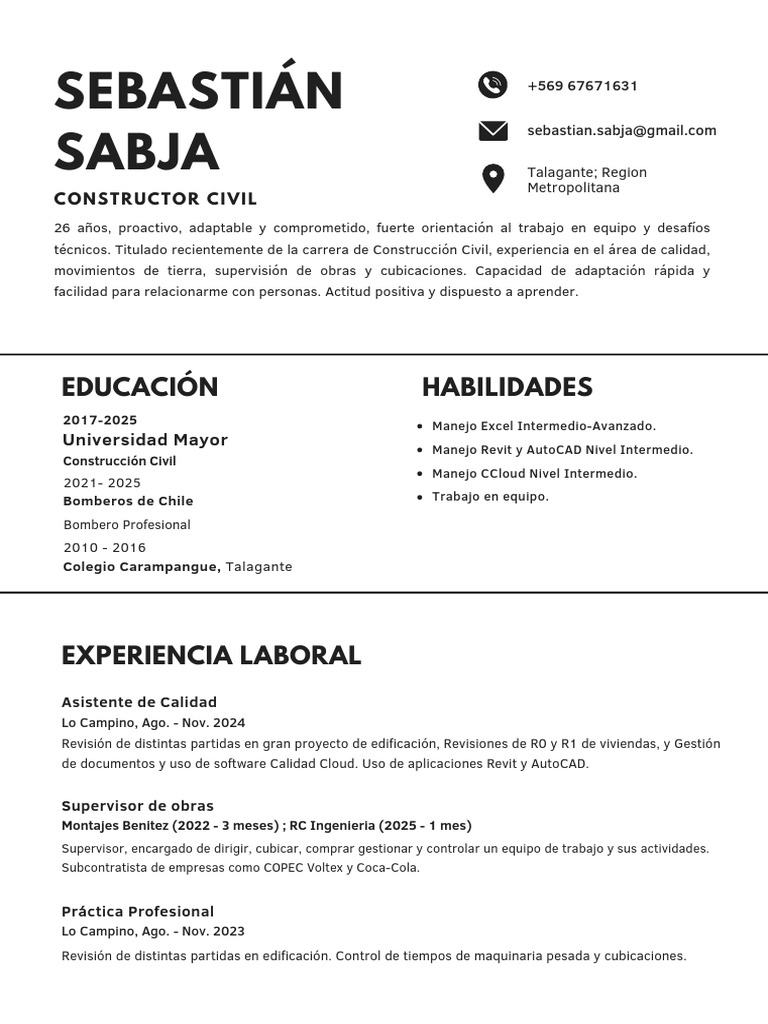 CV Sebastián Sabja | PDF