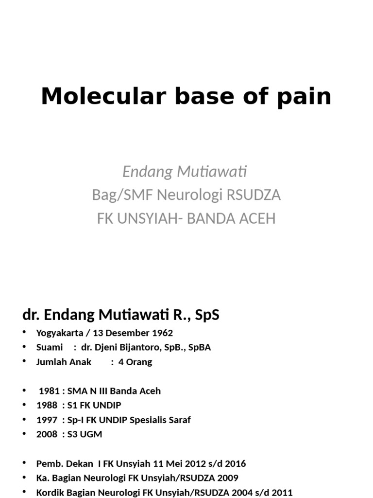 The Mollecular Base of Pain | PDF | Pain | Neuroscience