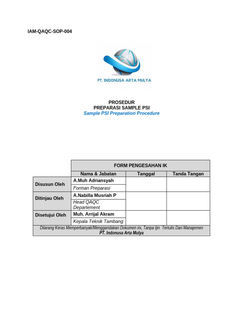 Prosedur Persiapan Sample Mining 200 Mesh | PDF
