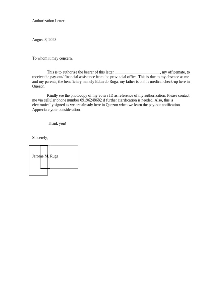 Authorization Letter 1 | PDF