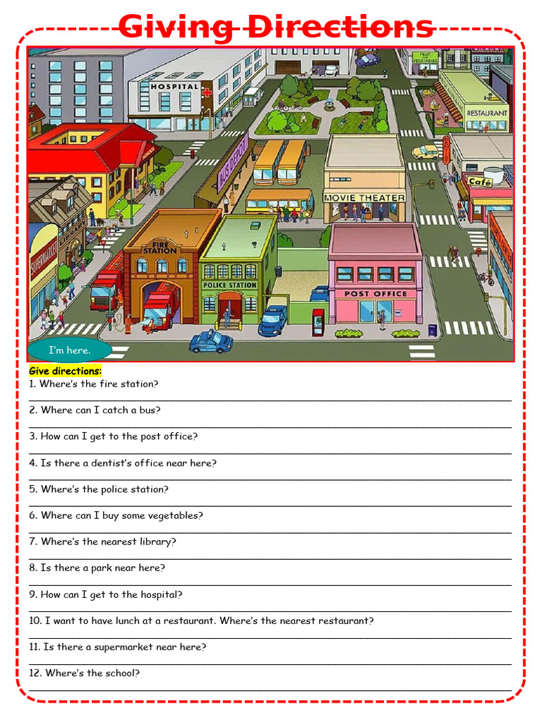 Giving Directions Classroom Posters Picture Description Exercises ...