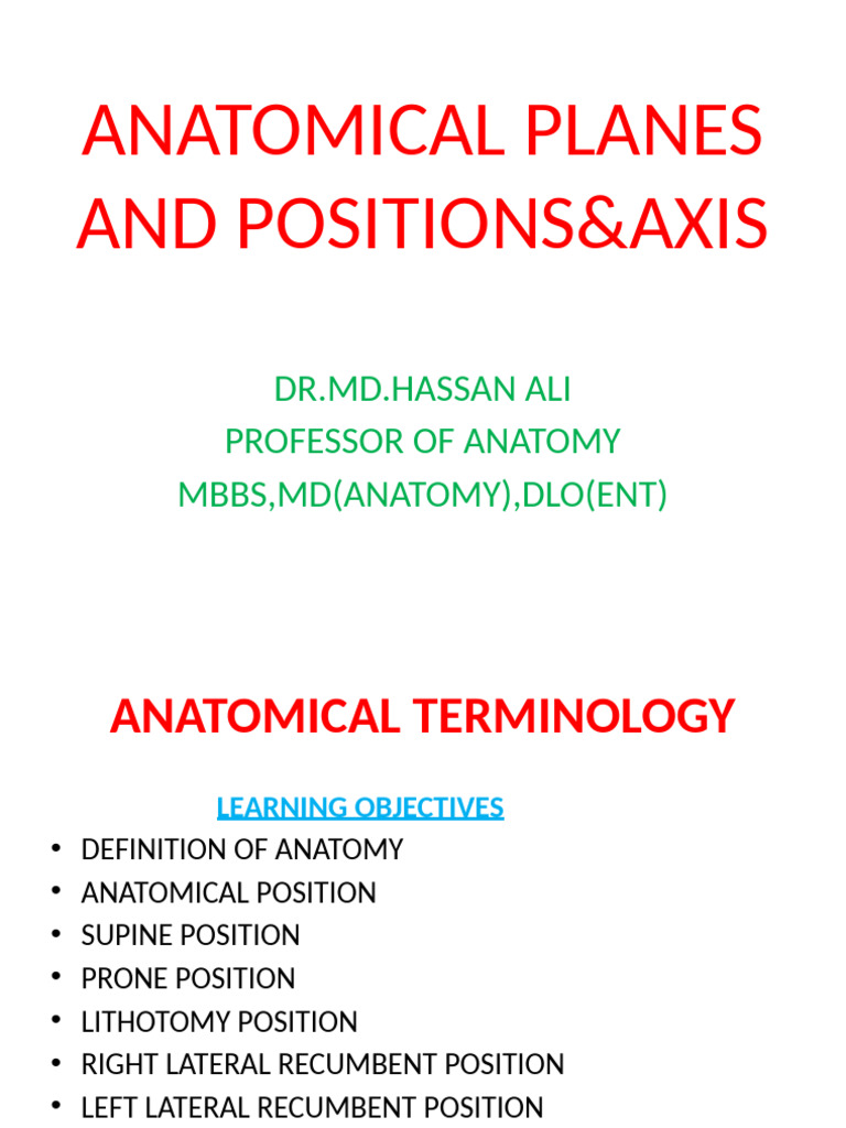 Anat Lect1-Anatomical Planes and Positions | PDF
