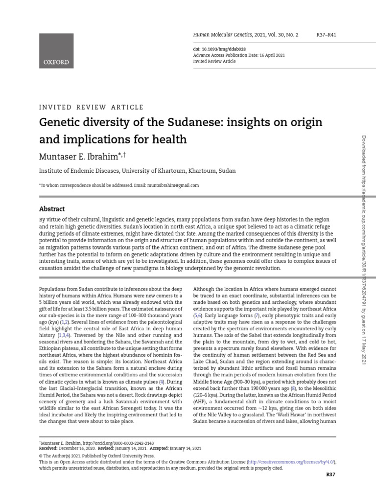Sudanese Genetic Diversity and Health Insights | PDF | Genetics | Mutation