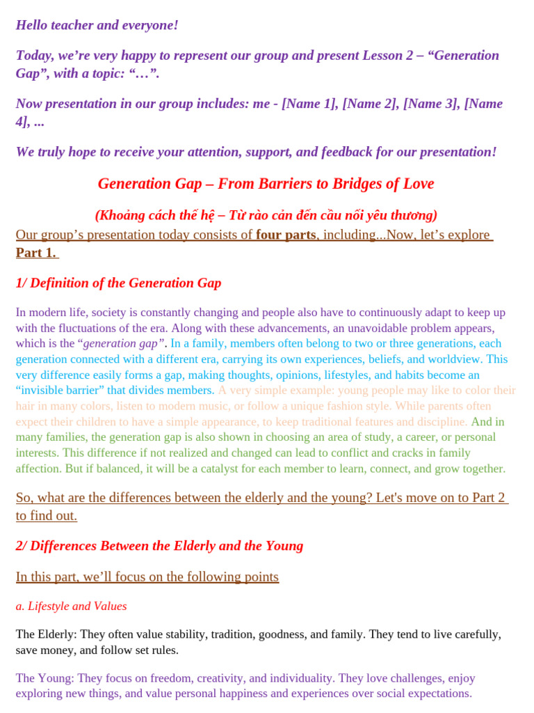 Bridging the Generation Gap in Families | PDF | Old Age | Love