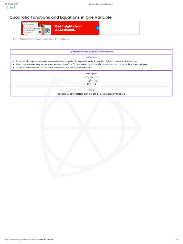 Quadratic Functions and Equations | PDF | Quadratic Equation | Equations