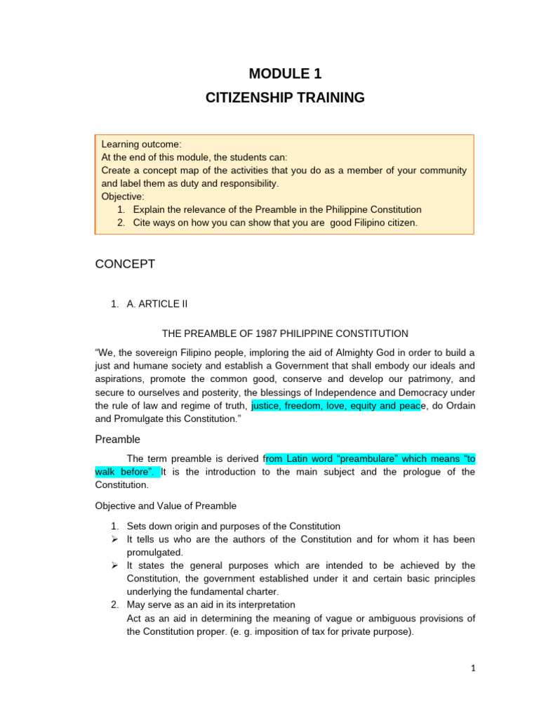 Philippine Citizenship Training Module | PDF | Cannabis (Drug ...
