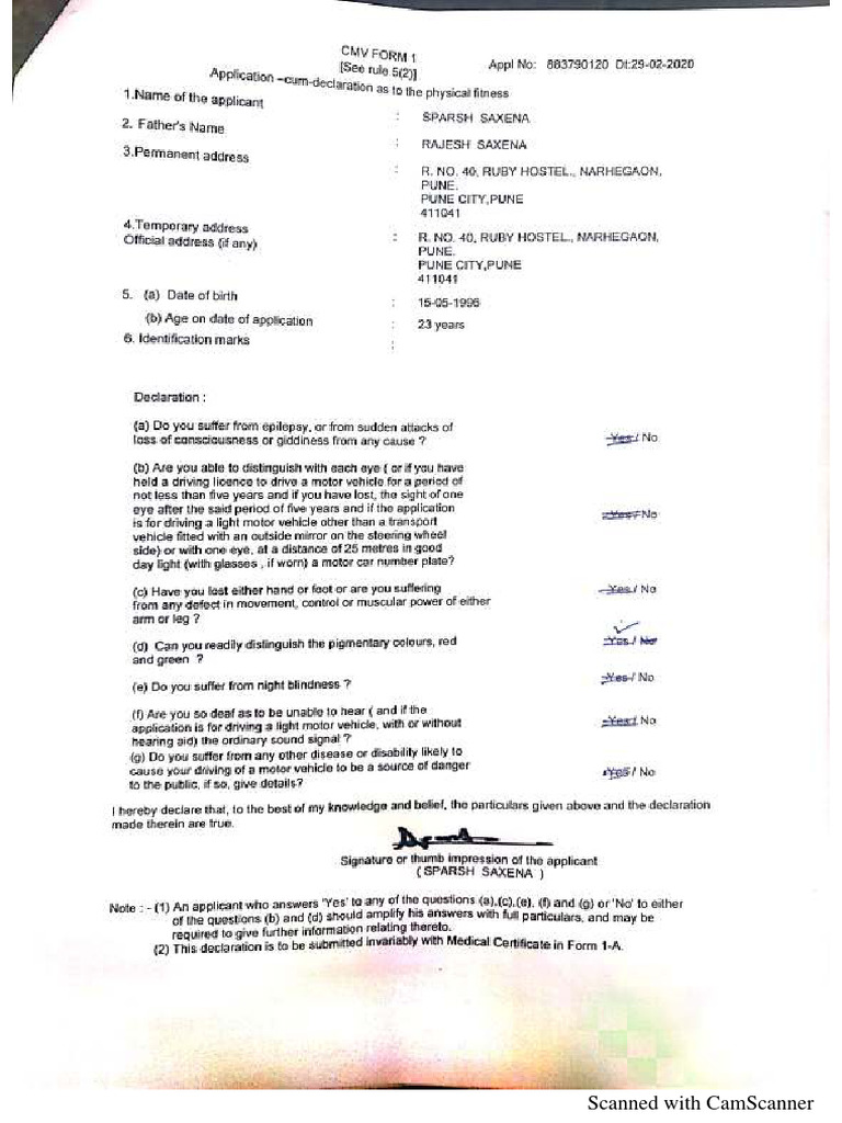 Form 1 RTO | PDF