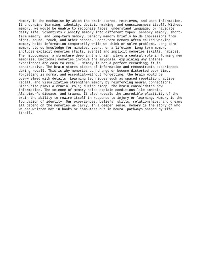The Science of Memory and The Human Mind | PDF