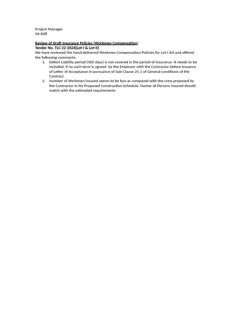 PM SA 628 Workmen Compensation | PDF