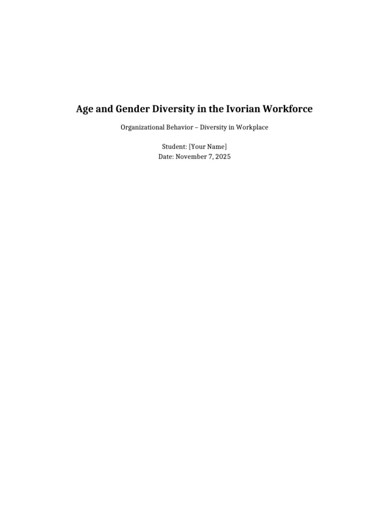 Age and Gender Diversity in The Ivorian Workforce | PDF | Diversity ...