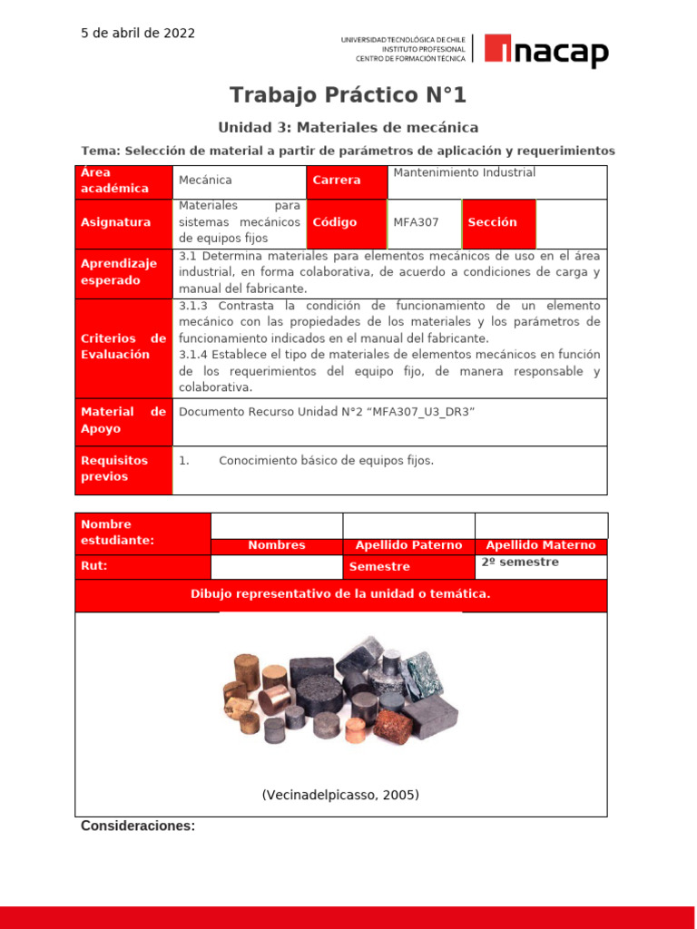 MFA307_U3_TP1 | PDF | Fatiga (material) | Eje